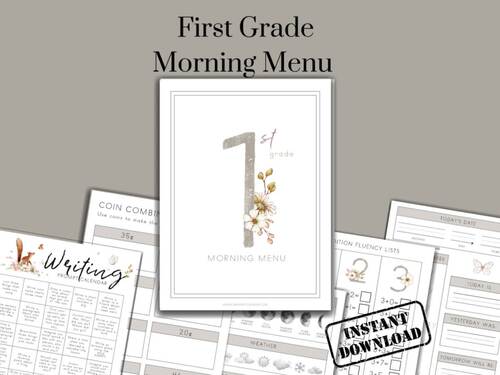 First Grade Morning Menu Pages | ELA & Math | Morning Work for 1st grade