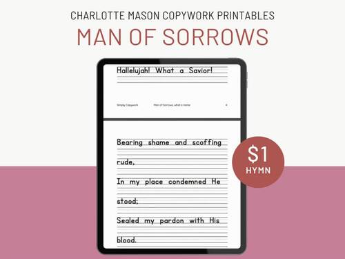 Easter Hymn Copywork for Charlotte Mason Homeschoolers: Man of Sorrows