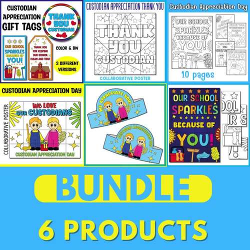 BUNDLE: Custodian Appreciation Day Poster Art Coloring pages, Hat, Gift ...