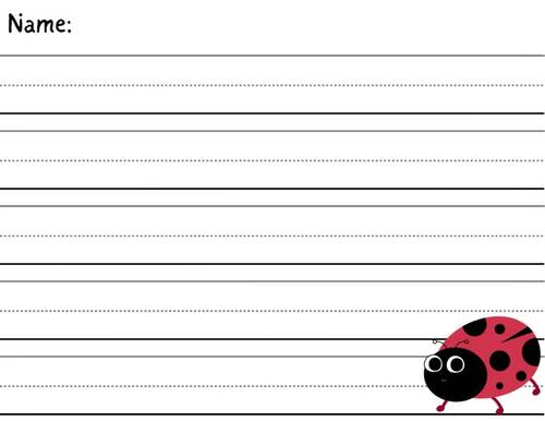 Ladybug Insect Writing Lined Paper - 3 Levels of Spacing - Bugs | TPT