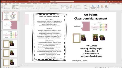 Art Points Classroom Management Virtual Puzzle by ArtbyMrsD | TPT