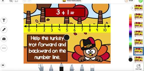 Seesaw Turkey Trot Thanksgiving Adding and Subtracting Number Line