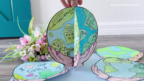 6th Grade Earth Day Math Craft Bundle | Earth Day Math Spiral Review Craft