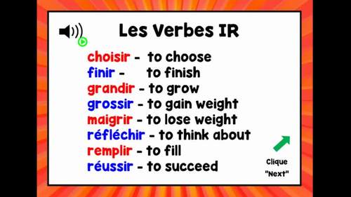 FRENCH IR VERBS BOOM CARDS BUNDLE ⭐ Level 1 + 2 ⭐ Regular Verbs Task Cards