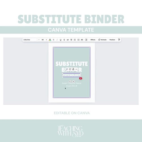 Editable Substitute Binder for Teachers | Emergency Sub Plans | Canva