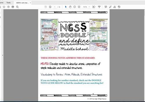 MS-PS1-3 Synthetic and Natural Materials Doodle Notes plus INTERACTIVE!