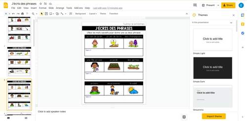FRENCH GOOGLE SLIDES ACTIVITIES FOR EARLY FINISHERS - J'ÉCRIS DES PHRASES