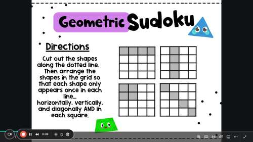 Geometric Sudoku: Math Enrichment Activity Grades 1-2 by Blank Canvas ...