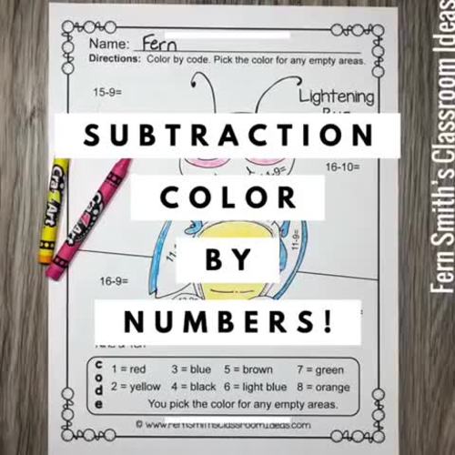Spring Color By Number Subtraction by Fern Smith's Classroom Ideas
