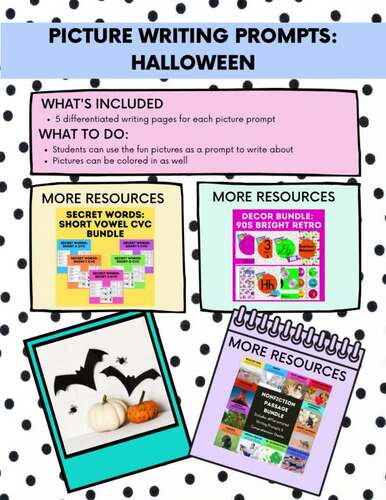 Picture Writing Prompts: Halloween (Differentiated Lined Pages) 12 Prompts