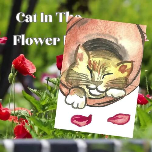 Cat In A Flower Pot Cute and Whimsical Watercolor Classroom Decor, Clip Art