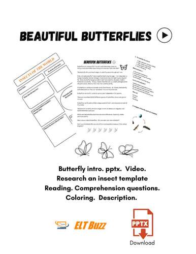 Beautiful Butterflies. Life Cycle. PPTx. Video. Reading. Comprehension ...
