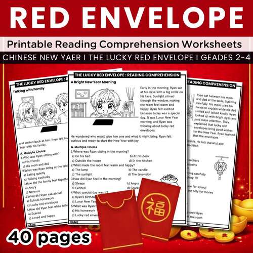 The Lucky Red Envelope Reading Comprehension Worksheets, Lunar New Year ...