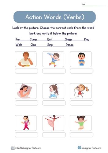 Autism Action Words Worksheet For Childs. by Inclusive Learning Support