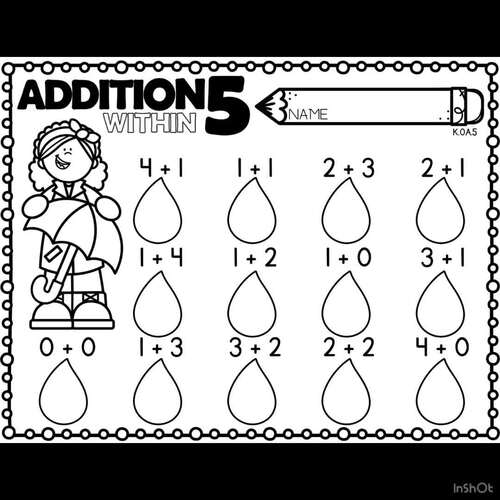 Addition within 5 Kindergarten No Prep Math Worksheets by Serendipity ...