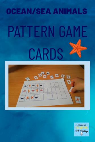 OCEAN - SEA ANIMALS PATTERN CARD GAME by Learning Teaching And Creating