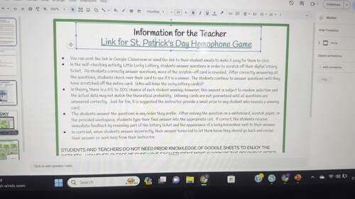 St. Patrick's Day Homophone Reading Game 3rd Grade Google Activity Digital