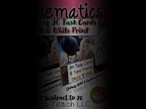 Bundle Autumn Crows 90 Add and Subtract to 20 Tens Frames Black and White