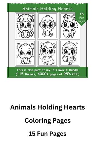 Cute Animals Holding Hearts | Fun Printable Coloring Sheets for Kid ...