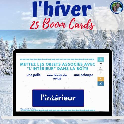 French Winter Vocabulary Boom Learning™ Digital Task Cards Activity l'hiver