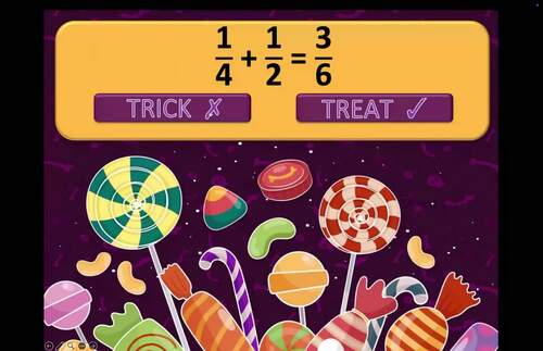 Halloween Adding Fractions for Grade 5 | Trick-or-Treat Digital Math Game