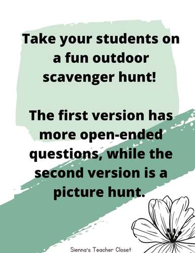 End of Year Outdoor Scavenger Hunt by Sienna's Teacher Closet | TPT