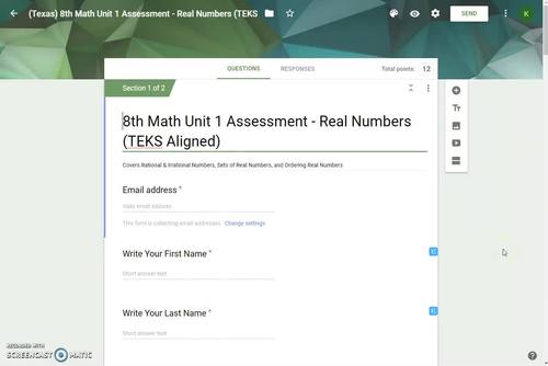 8th Math Unit 1 Quiz - The Real Numbers - Distance Learning | TpT