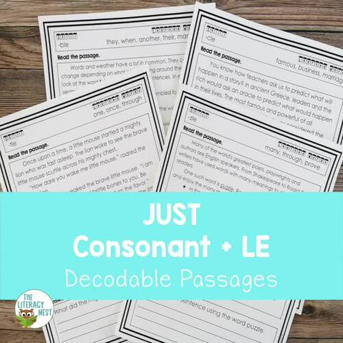 Decodable Passages for Consonant + LE Syllables | TPT