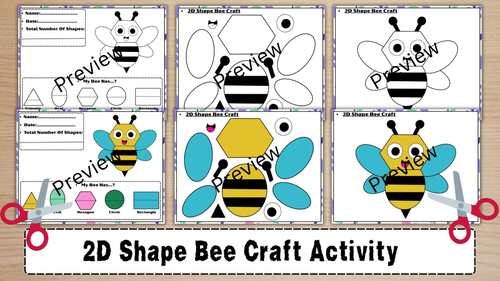 2D Shape Bee Craft | Spring & Insect Math Activity | Geometry Cut & Past