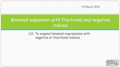 Binomial theorem with fractional and negative indices by Maths Support ...