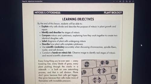Mitosis & Cytokinesis Lesson | Plant Cell Division, lab, worksheets ...