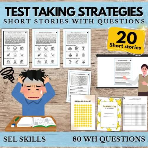 Test Taking Strategies Stories W/ Questions Worksheets l SEL Test ...