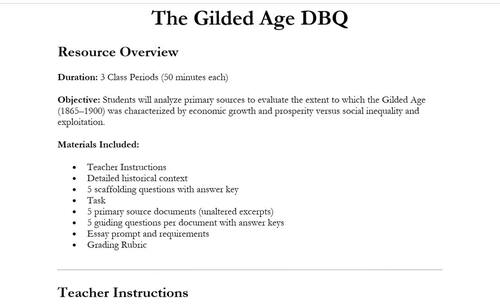 The Gilded Age DBQ by PBL History & Civics | TPT