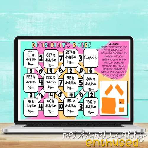 Divisibility Rules Maze - Digital or Printable by Mathematically Enthused