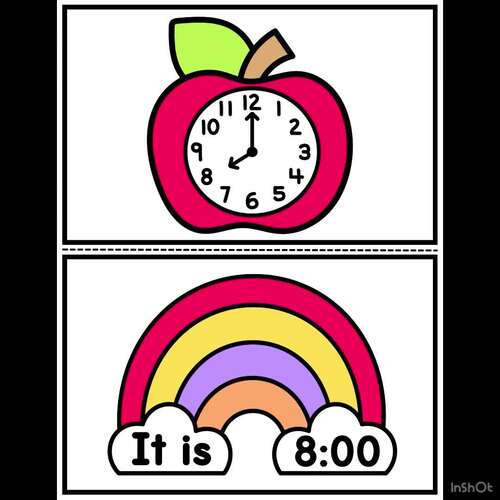 Apple Theme Telling Time Matching Cards | Analog Clocks | TPT