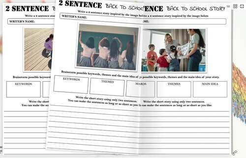 Back to School 2 SENTENCE STORIES Narrative Picture Prompts Creative ...