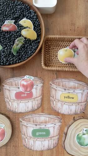Apple Color Sorting, Fall Matching Game for Learning Colors, Preschool
