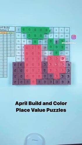 Build and Color Place Value Puzzles April by Reagan Tunstall | TPT