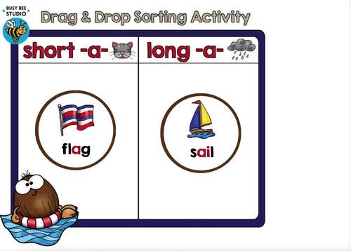 Long and Short Vowels Sorts Boom Cards BUNDLE by Busy Bee Studio