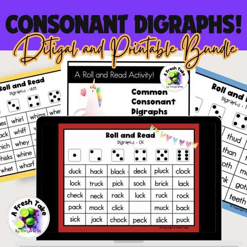 CK Consonant Digraphs Roll & Read |Phonics Games| Digital + Printable ...