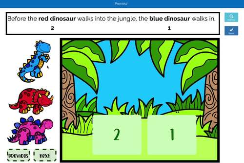 Dinosaur Following Directions with Before and After by Jennie's Speech Room