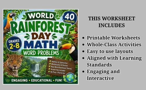 World Rainforest Day Math Word Problems for Grades 2–8 Printable Math ...