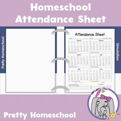 Homeschool Attendance Sheet - 2025-2026 Printable Tracker + Summary