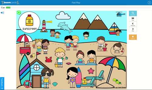 [A] MATCHING Picture Hunt Boom Cards™ | Beach (With Audio) by Ever Joyful