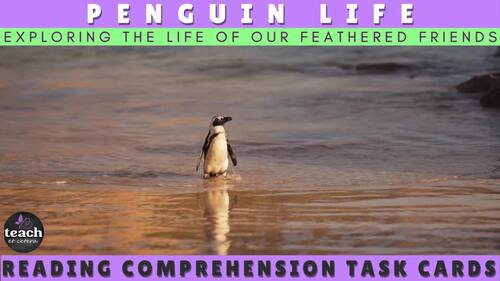 Penguins: Reading Comprehension Task Cards for Grade 3-4: Passages and ...