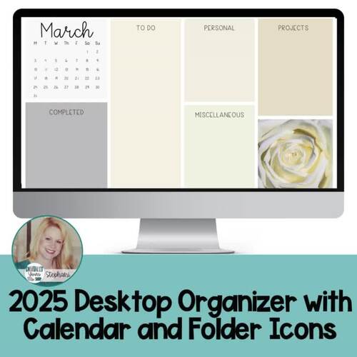 Aesthetic Desktop Organizer Wallpaper Monthly 2025 With Folder Icons