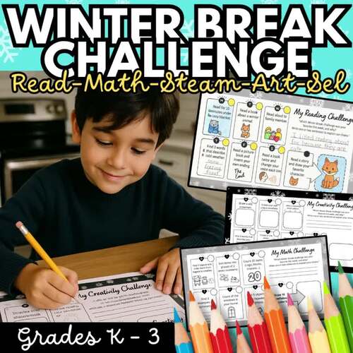 Winter Break Reading Challenge Elementary Printable Christmas Holiday ...