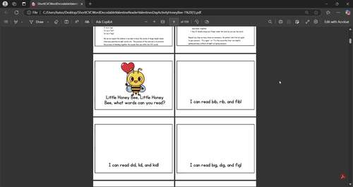 Valentine Emergent Reader Sight Word Sentences with CVC Word Practice ...