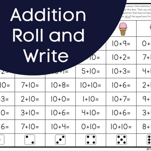 1st & 2nd Grade Dice Games for Fact Fluency - No Prep Roll & Write Math ...