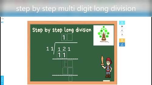 Step by step multi digit long division Boom card by SG Math Guru